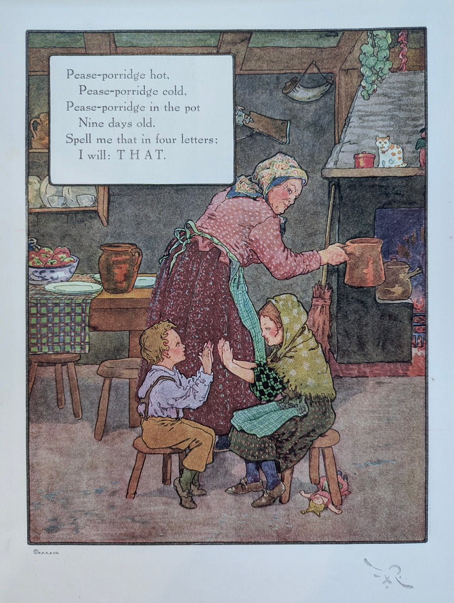 Vintage Nursery Rhyme Print, "Pease-Porridge Hot", 1912 – New World ...