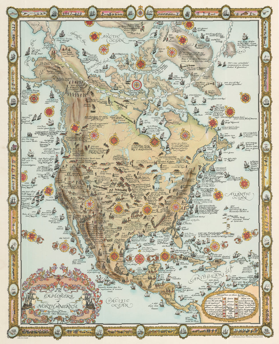 Map: Some of the Explorers of North America By: Peter R. Furse, 1966 ...
