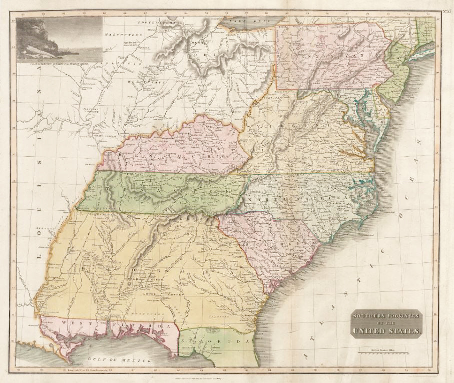 Antique Map of the Southeast United States, 1817 : nwcartographic.com ...
