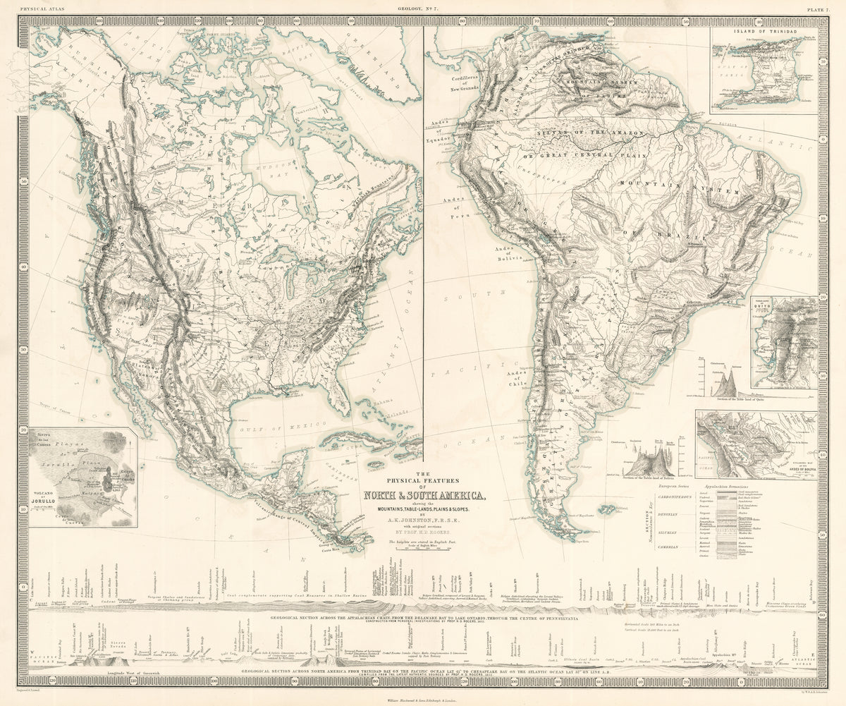 The Physical Features of North and South America by A.K. Johnston 1856 ...