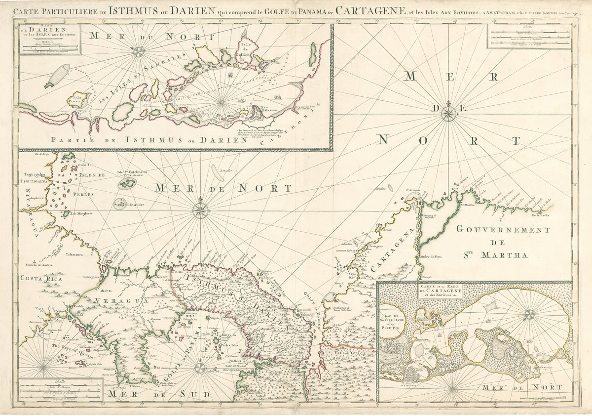Antique Map of Panama or Darien and New Edinburgh by Mortier, 1700 ...