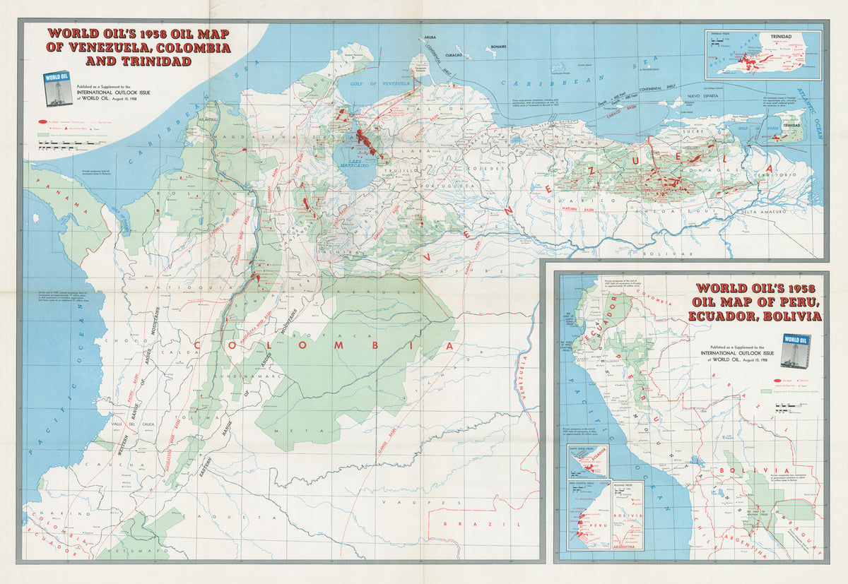 World Oil's 1958 Oil Map of Venezuela, Colombia, and Trinidad – New ...