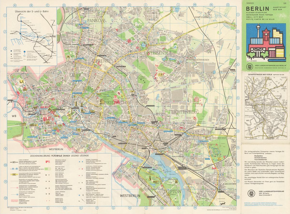 Berlin City Map (East Berlin) by: Karl-Marx-Stad Printing House, 1970s ...