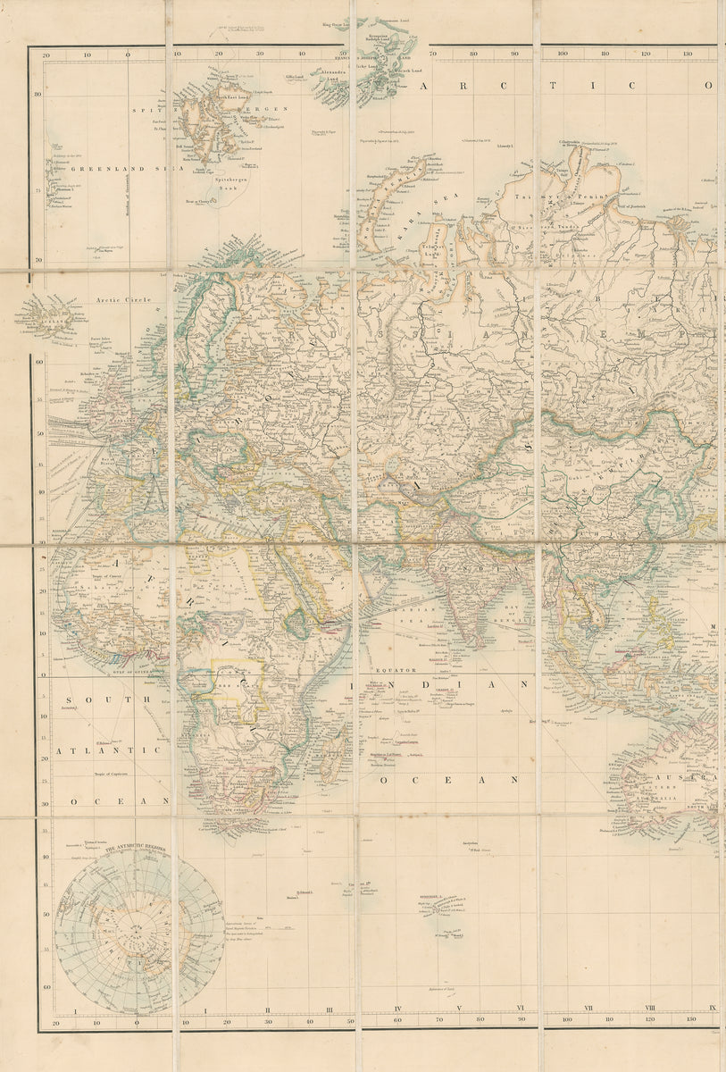 Antique Map: A Chart of the World on Mercator's Projection... 1887 ...