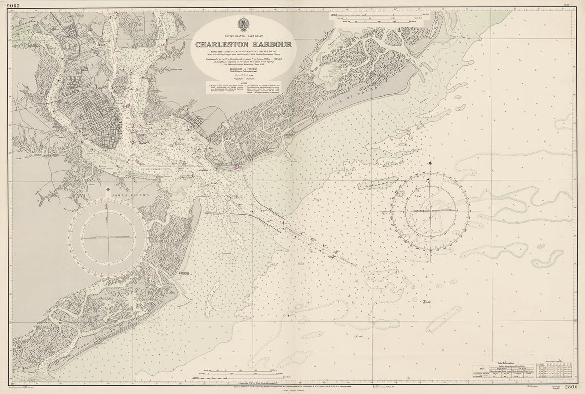 Nautical Chart of Charleston Harbor by the British Admiralty, 1955-57 ...