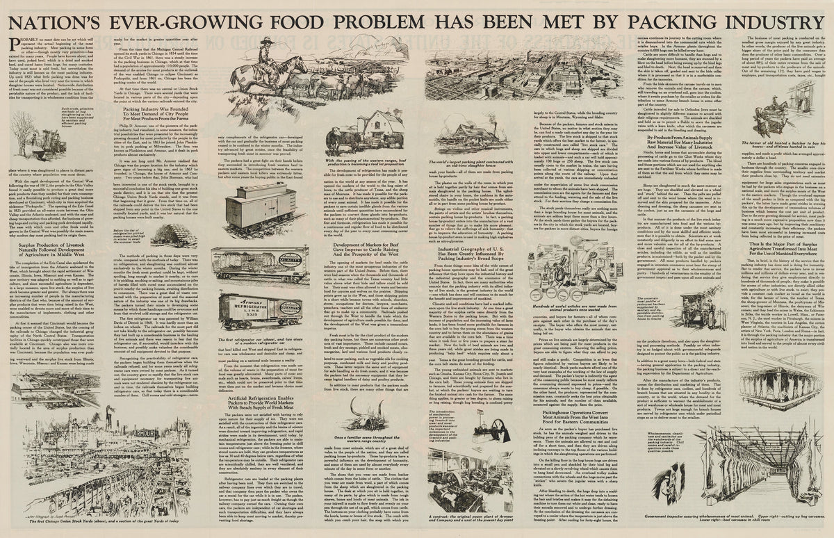 Antique Pictorial Map: Armour's Food Source Map by: Armour & Co. 1922 ...