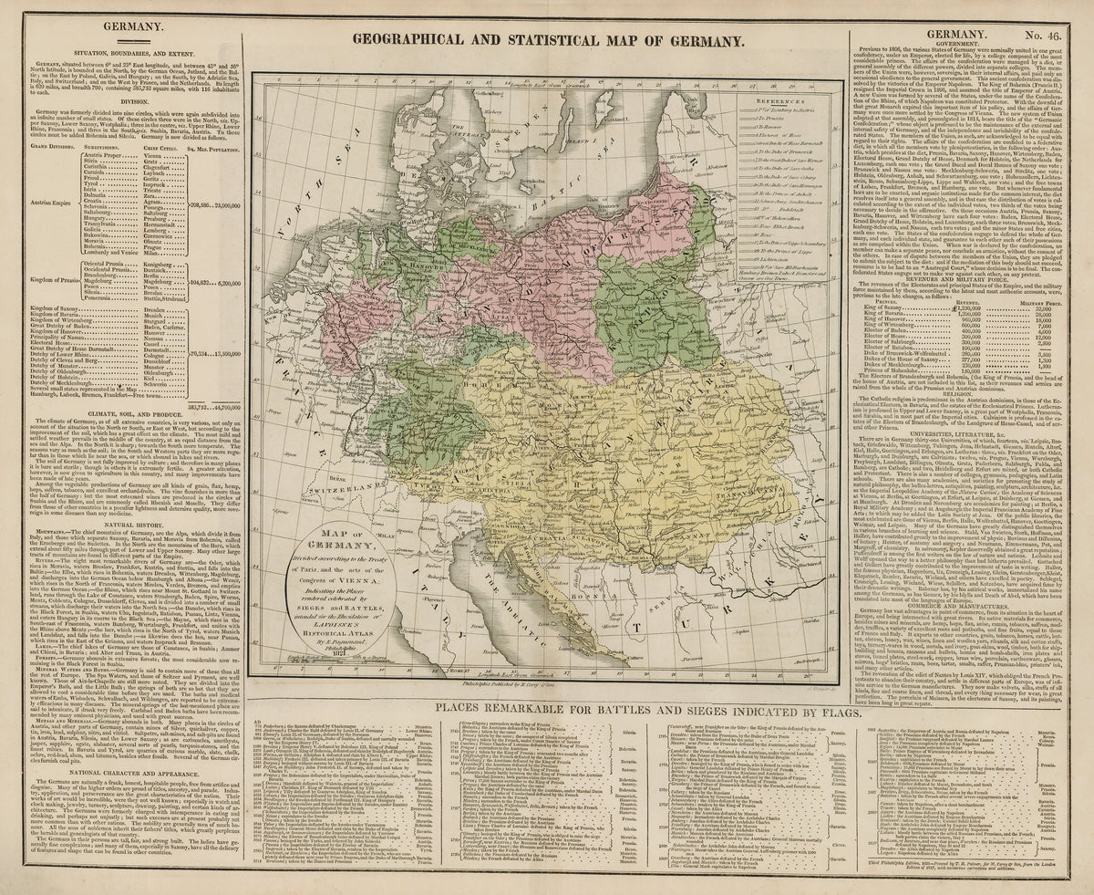 1821 Geographical and Statistical Map of Germany. – New World Cartographic