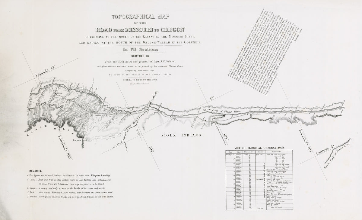 Topographical Maps of the Road from Missouri to Oregon... 1843 – New ...
