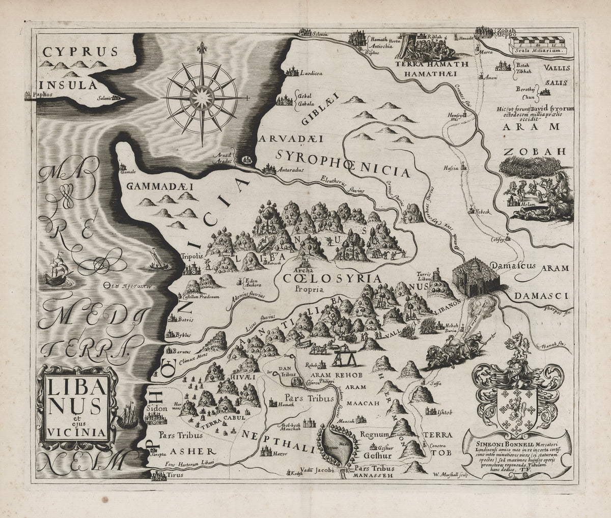 Antique Map: Libanus et ejus Vicinia by: Thomas Fuller, 1650 – New ...