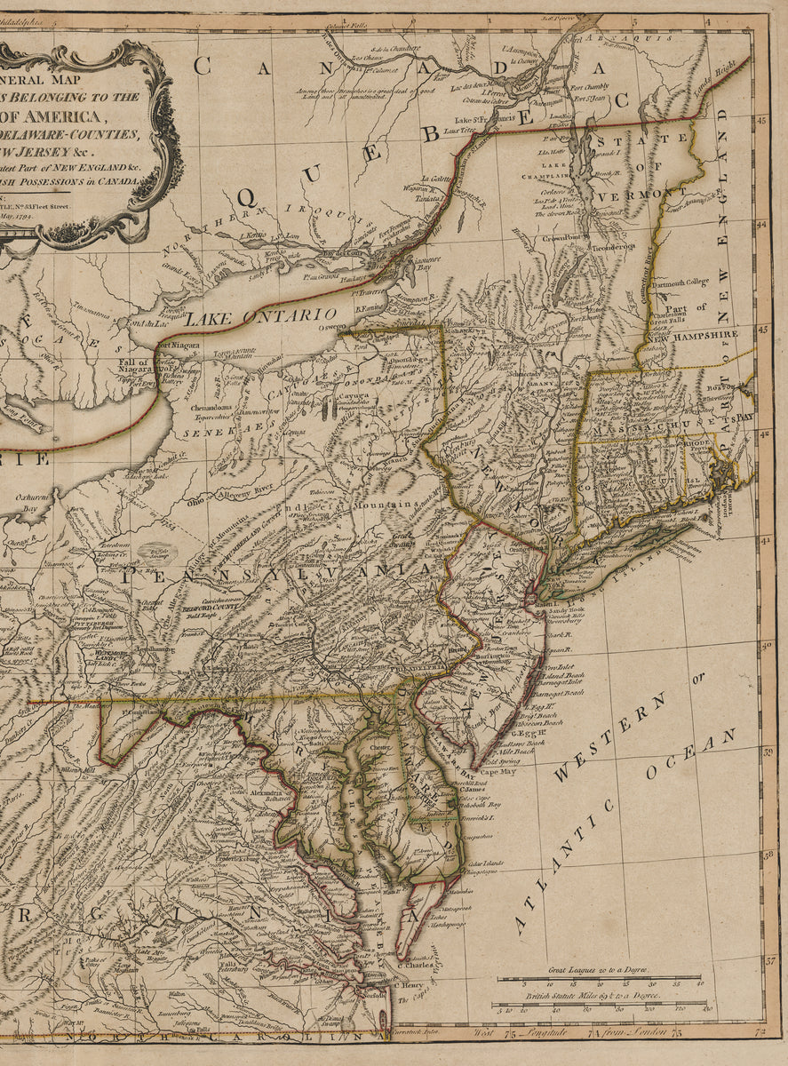 Late 18th Century Map of Post-Colonial America by Lewis Evans, 1794 ...