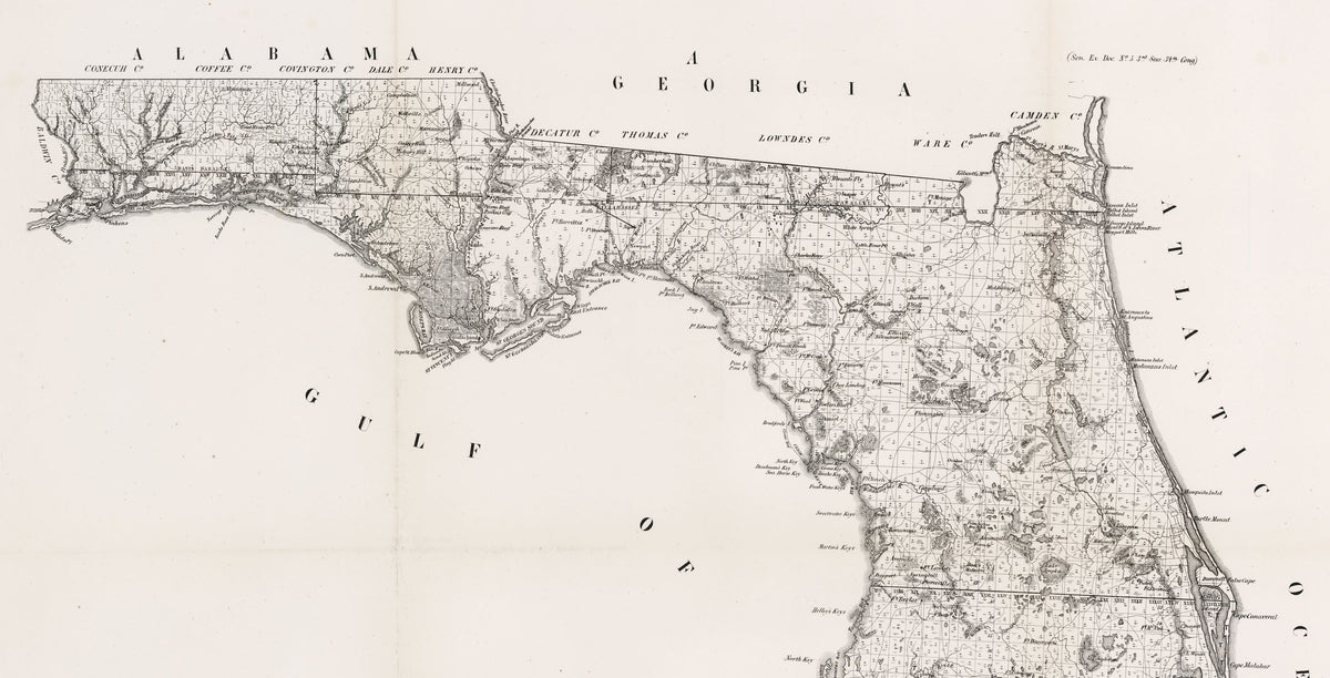 1st Land Survey Map of the State of Florida by: U.S. GLO, 1856 – New ...