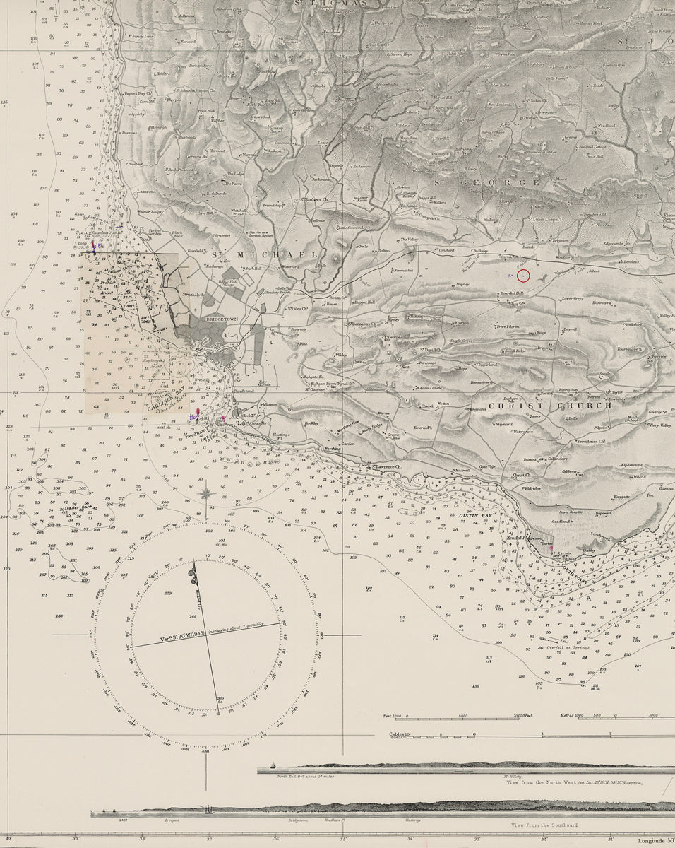 Antique Nautical Chart of Barbados, West Indies by: British Admiralty ...