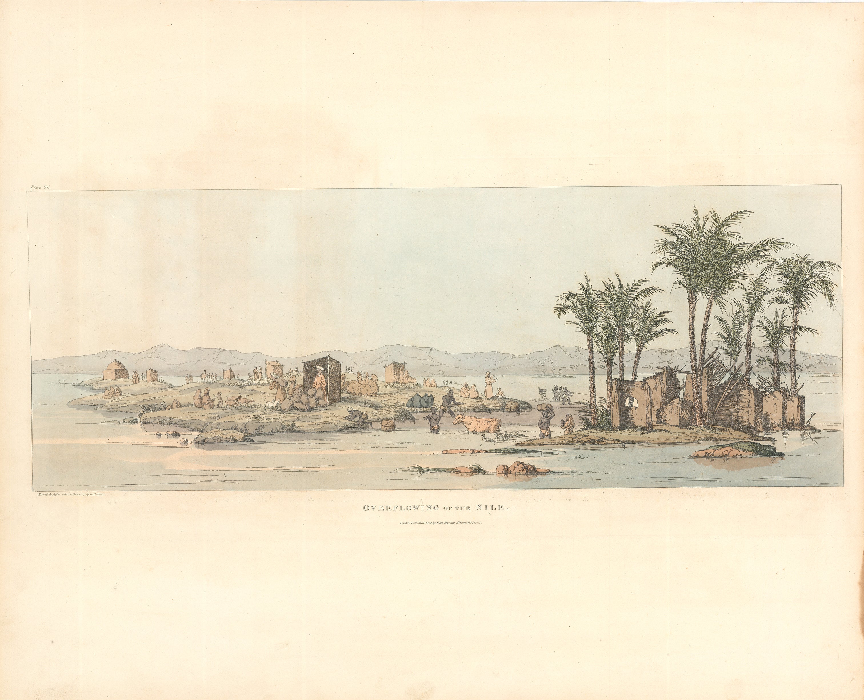 Egyptian Lithographs: Overflowing of the Nile by: Belzoni, 1820 – New ...