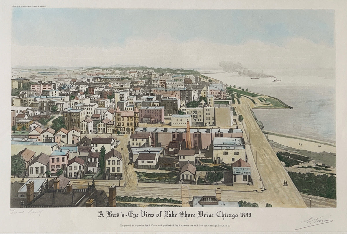 Antique Print: A Bird's Eye View of Lake Shore Drive Chicago 1889 – New ...