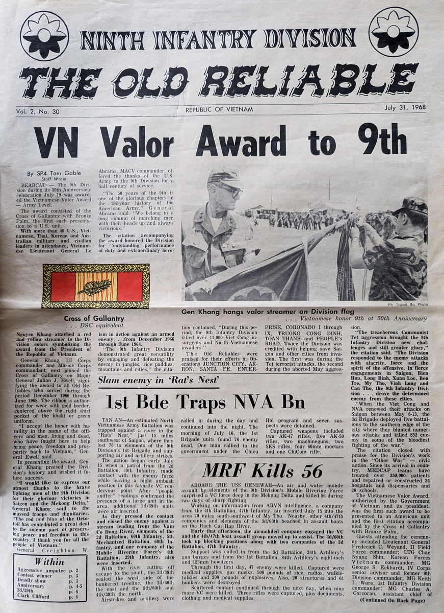 Vietnam Newspaper Archive: The Old Reliable 9th Infantry 1968 - 1970 – New World Cartographic