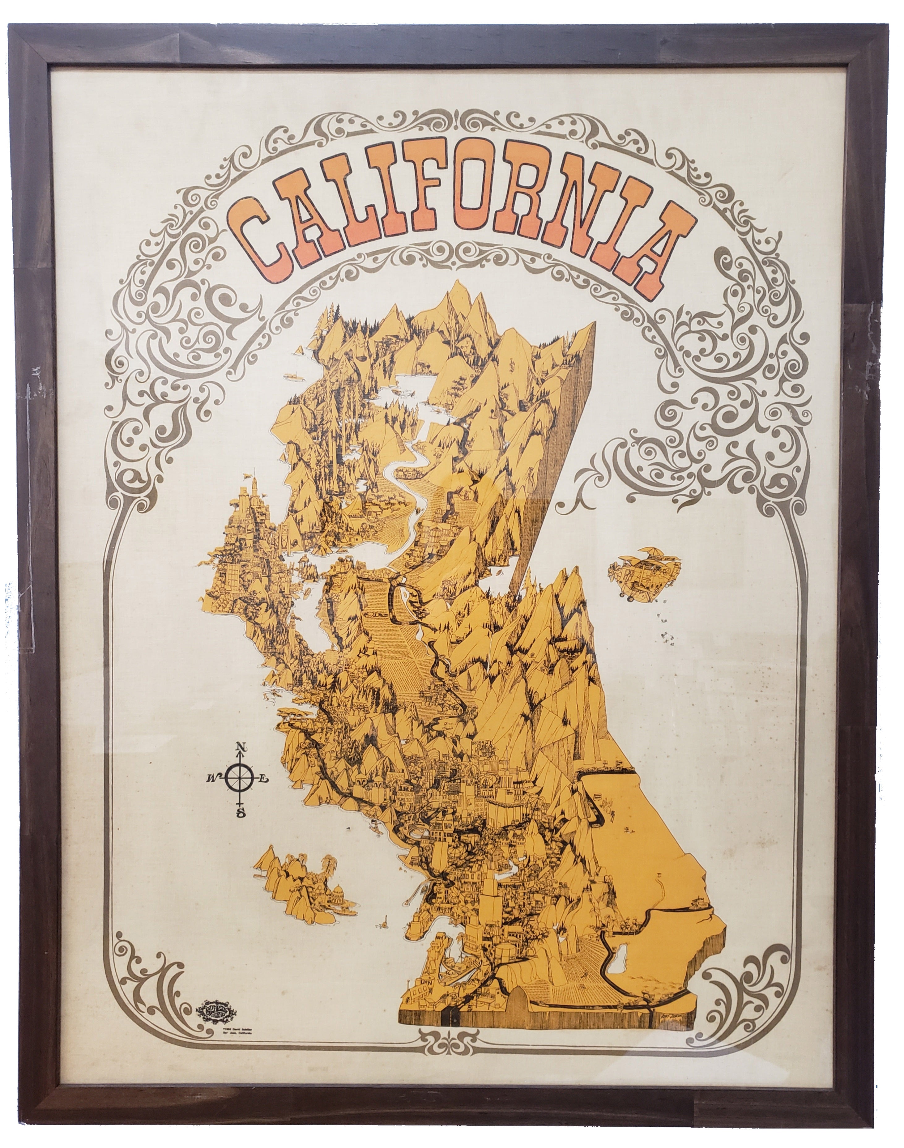 Vintage Map of California [Rare Screen Print] | nwcartographic.com ...