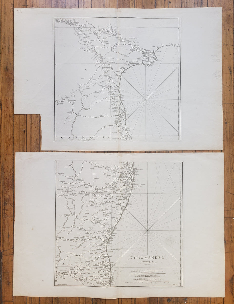 Antique Map of the Coromandel Coast by Jean Baptiste d'Anville, 1753 ...