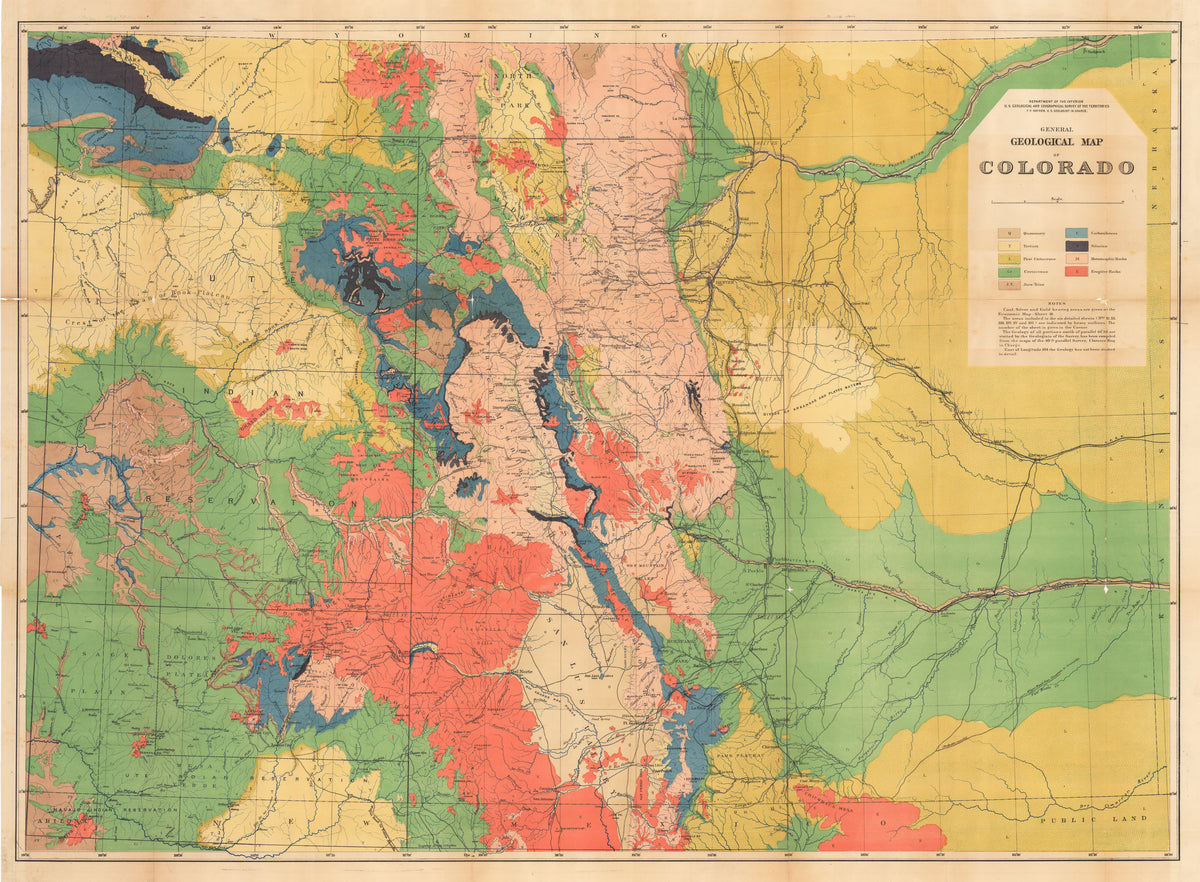 Antique Geologic Map of Colorado, 1878 : nwcartographic.com – New World ...