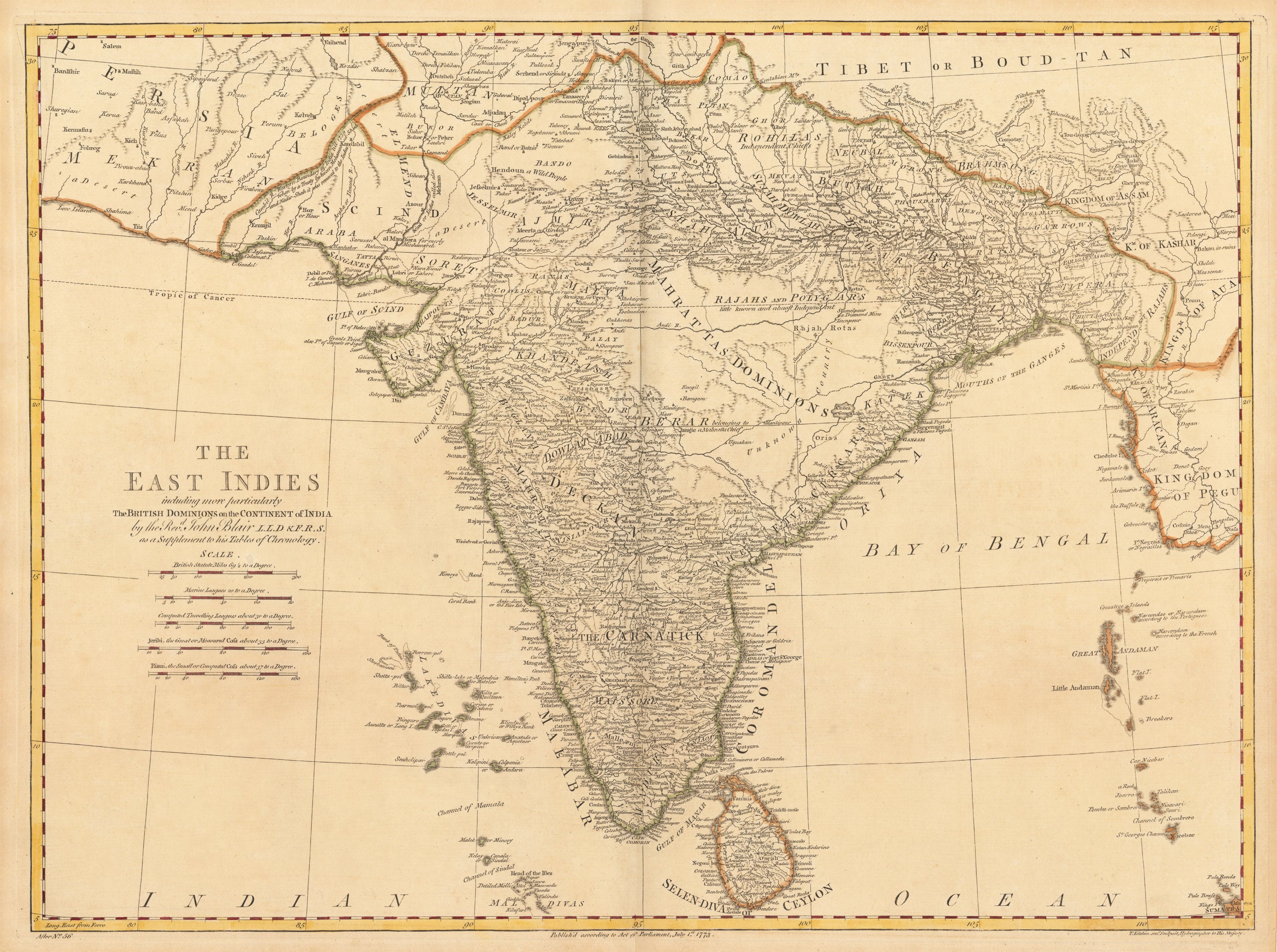 1773 Antique British India Map - British Dominions of India – New World ...