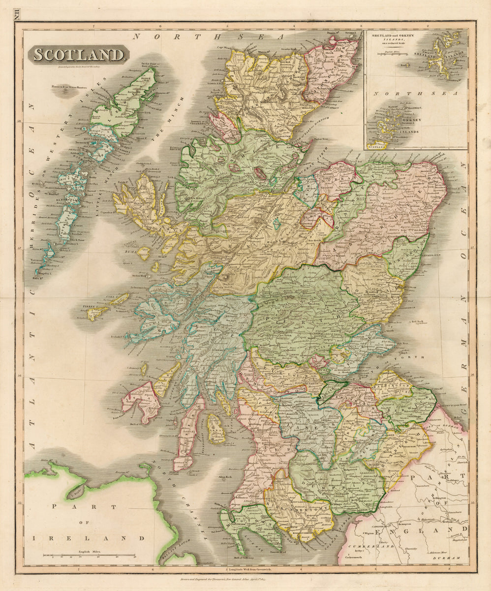 Antique Map of Scotland by: John Thomson, 1815 – New World Cartographic