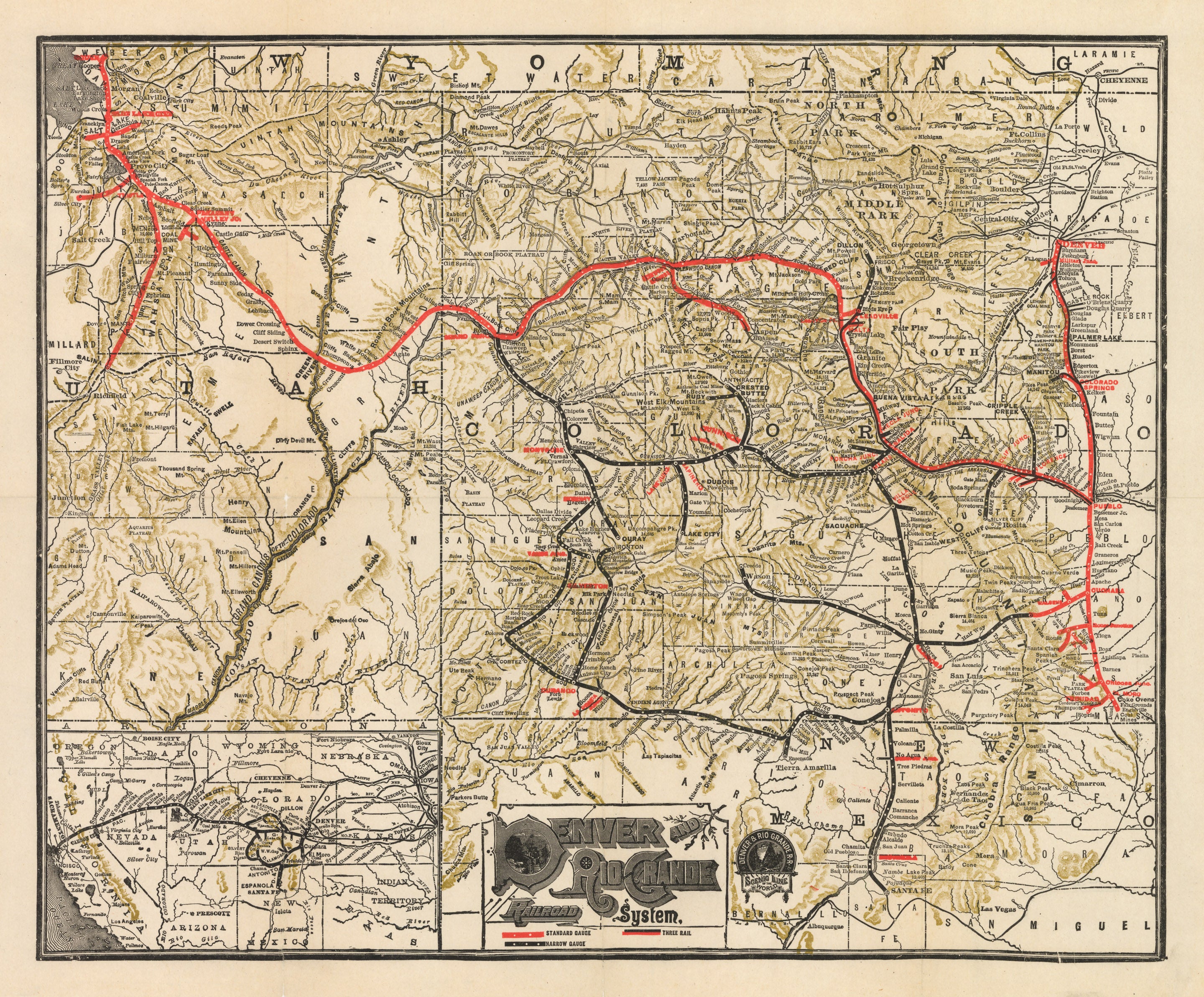 Denver Rio Grande Railway Map Denver And Rio Grande Railway Vintage