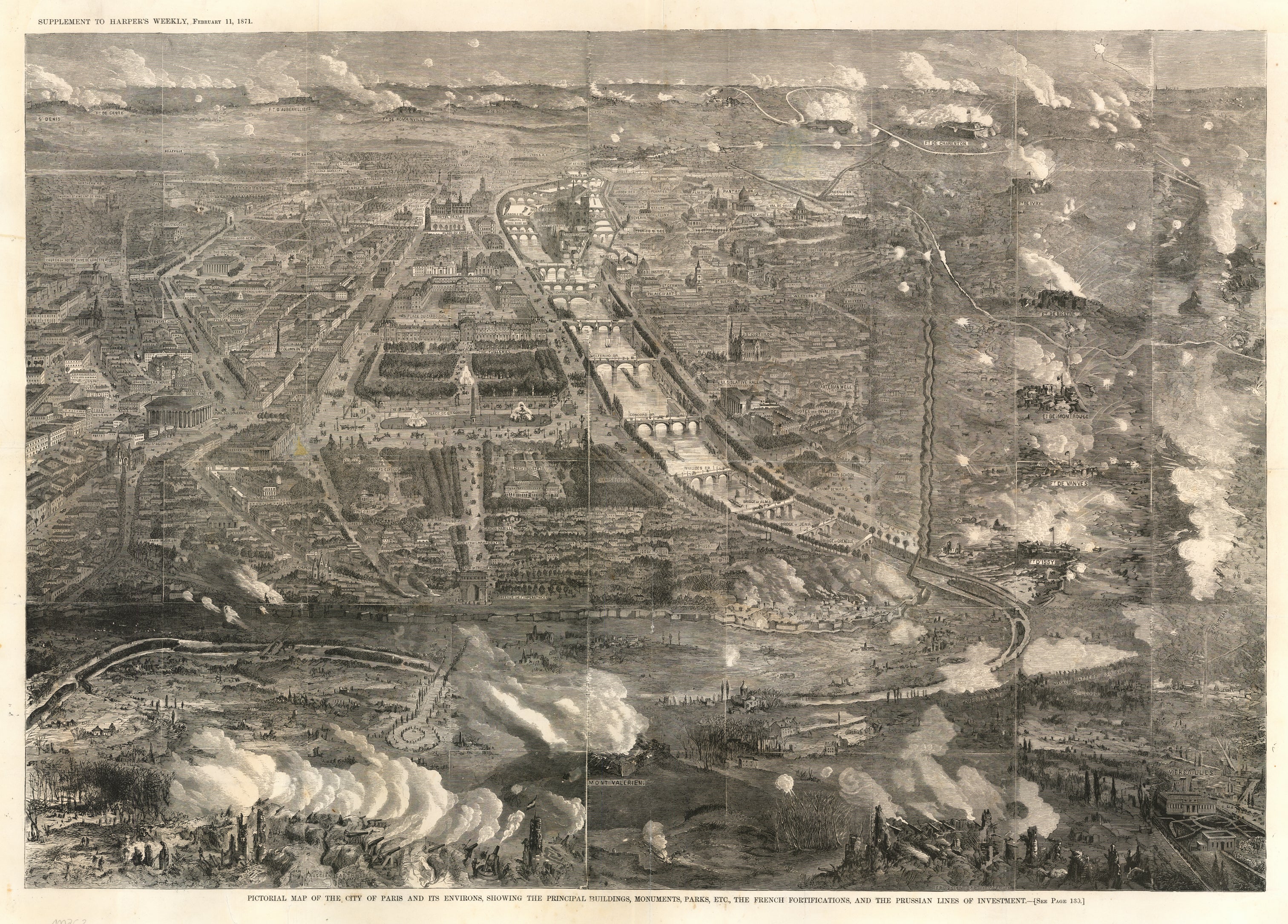 Pictorial Map of the City of Paris | Franco-Prussian War, 1871 – New ...