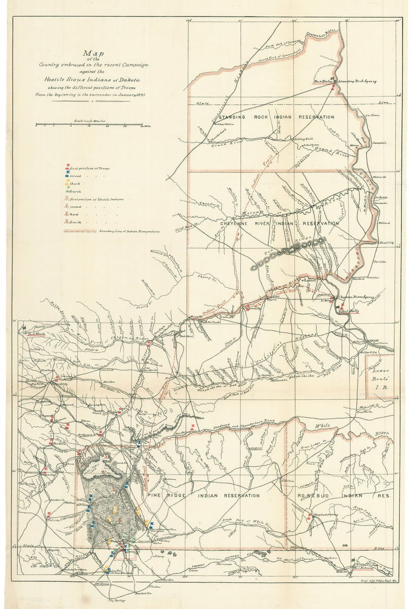 Antique Maps of the Battle at Wounded Knee, 1891 – New World Cartographic