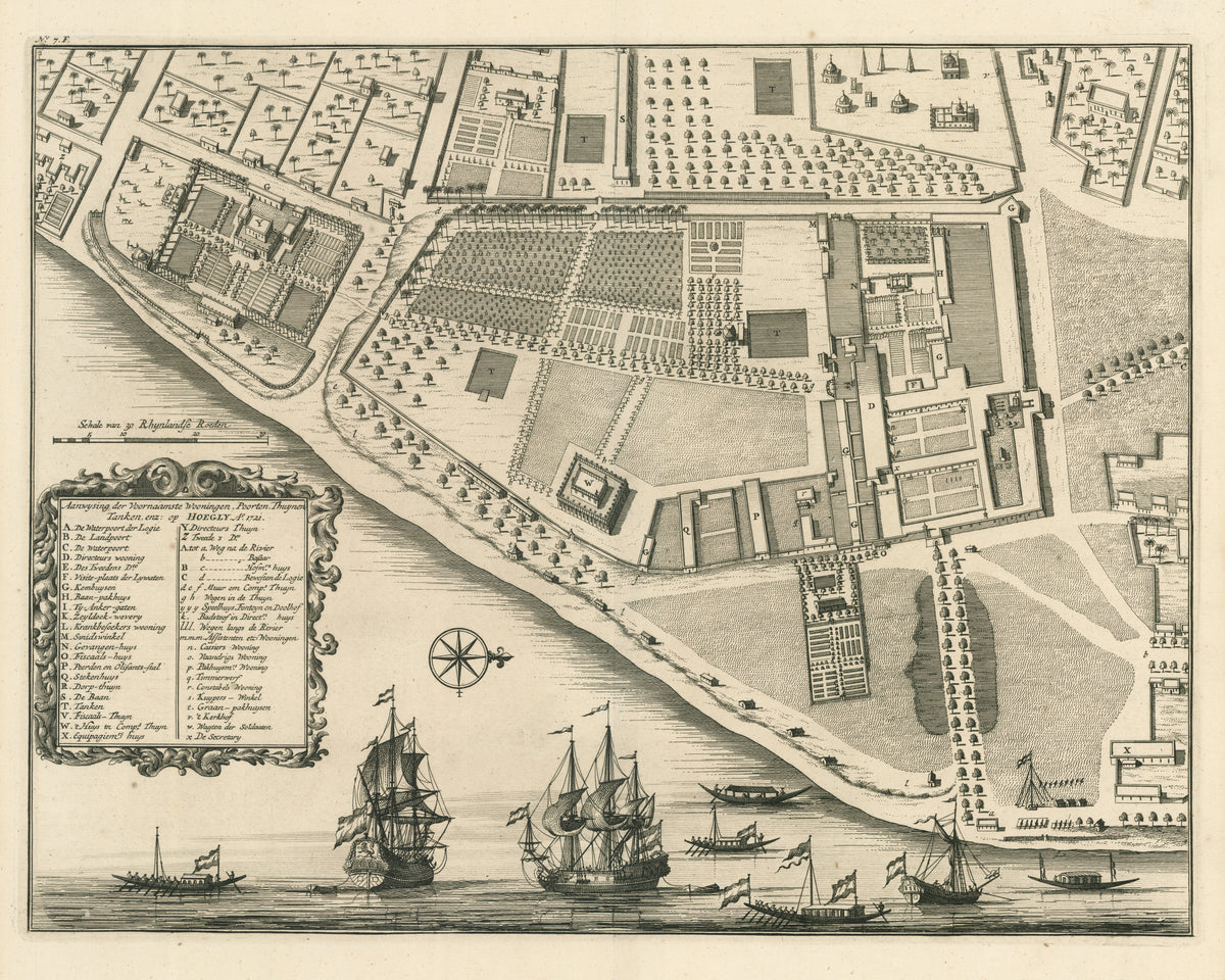 Antique Map: Dutch East India Co. Trading Post in Bengal, India, 1726 ...