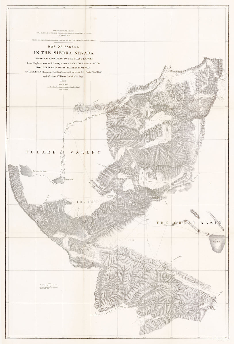 Map of Passes in the Sierra Nevada - Walker's Pass to the Coast Range ...