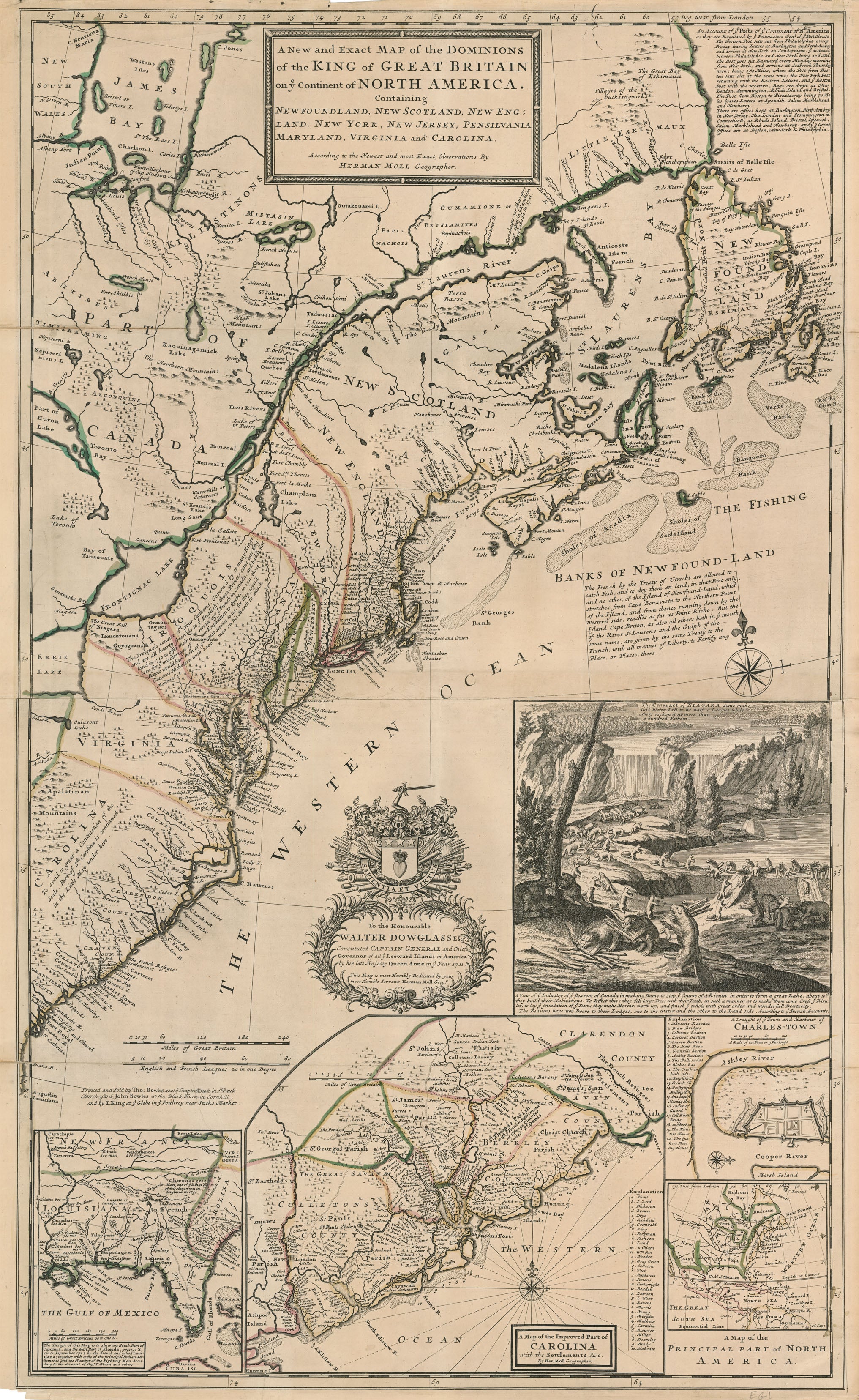 1730 A New and Exact Map of the Dominions of the King of Great Britain ...
