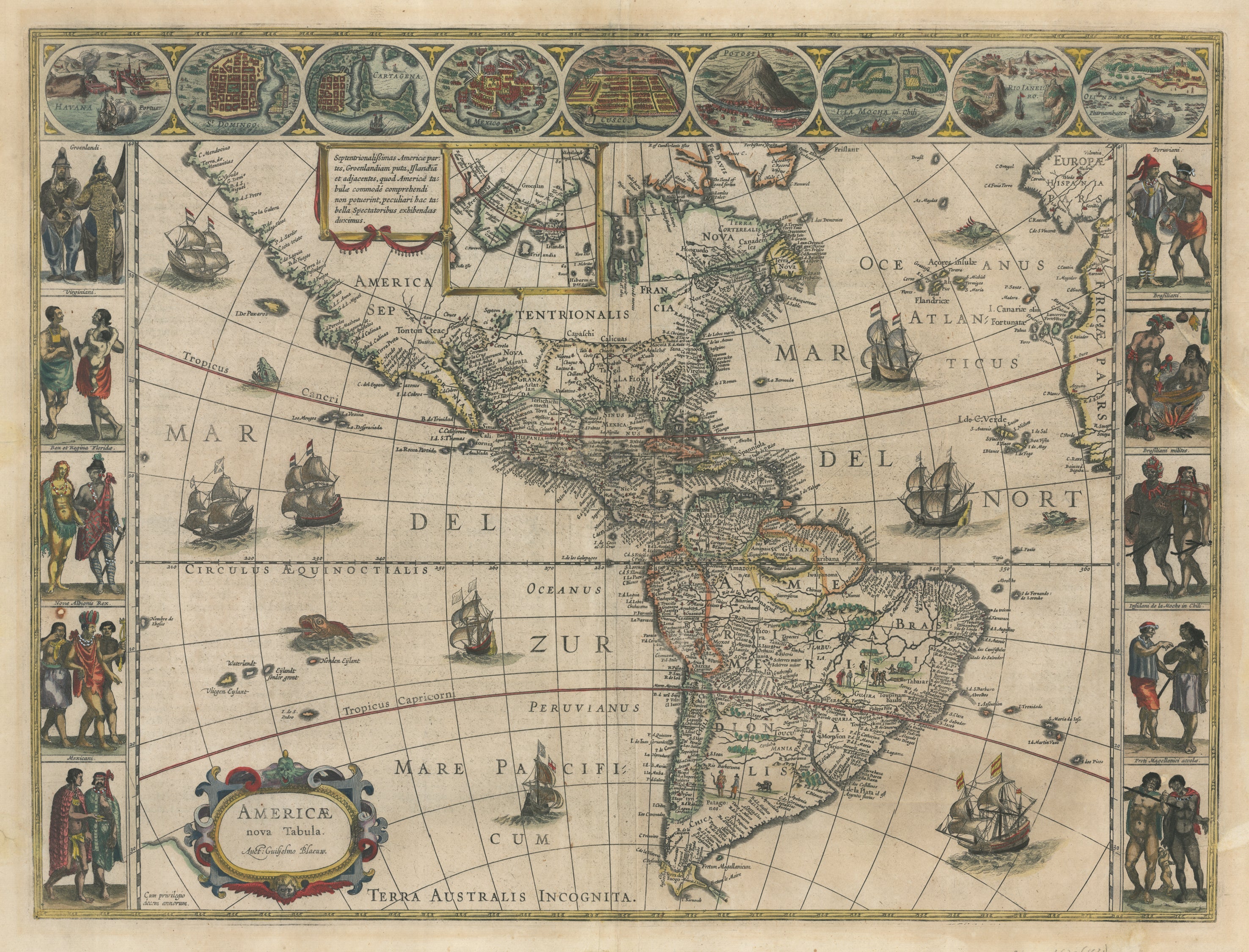 Antique Map: Americae Nova Tabula by: Willem Blaeu, 1631 3rd State – New World Cartographic