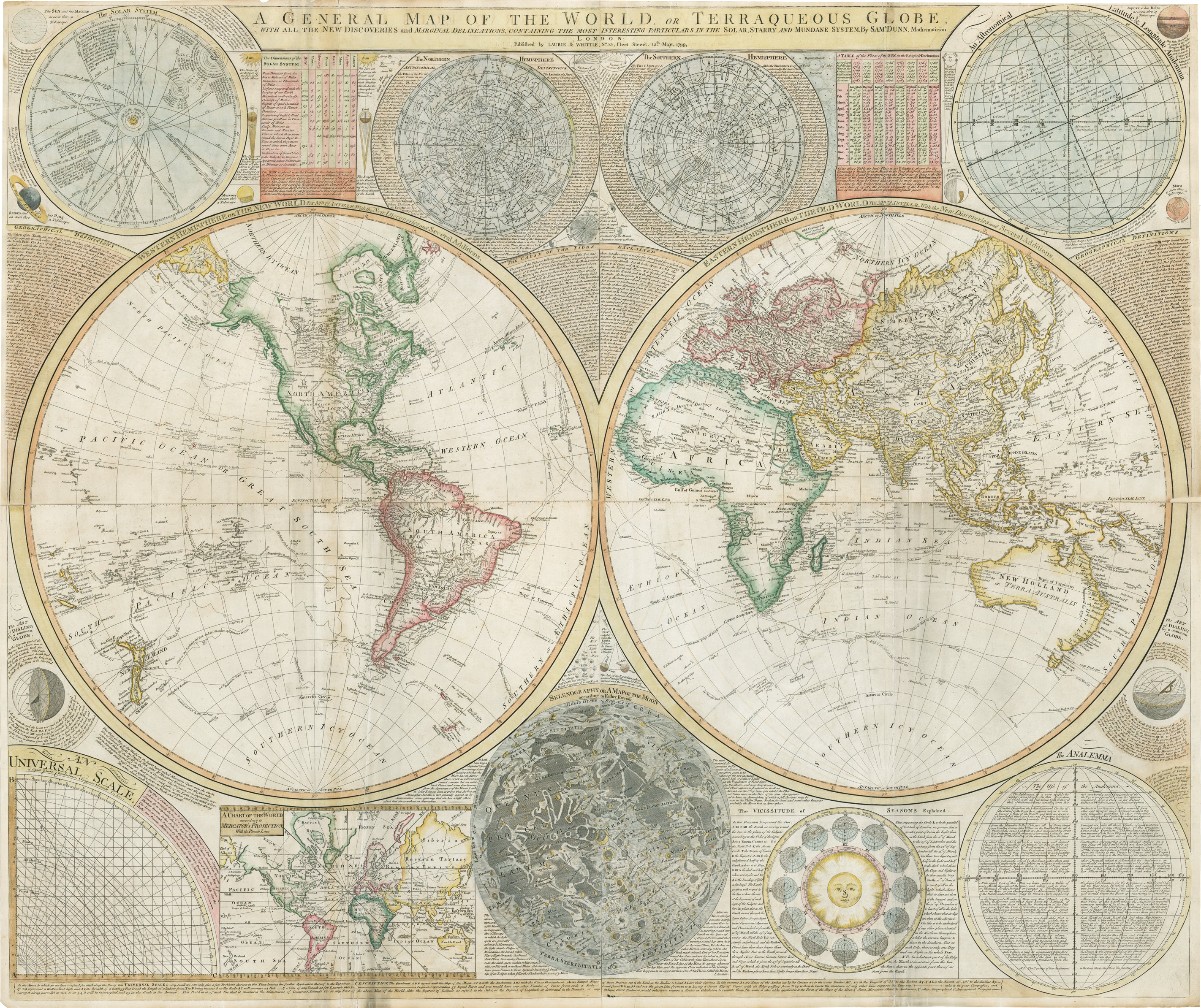 A General Map of the World or Terraqueous Globe By: S. Dunn, 1799 – New ...