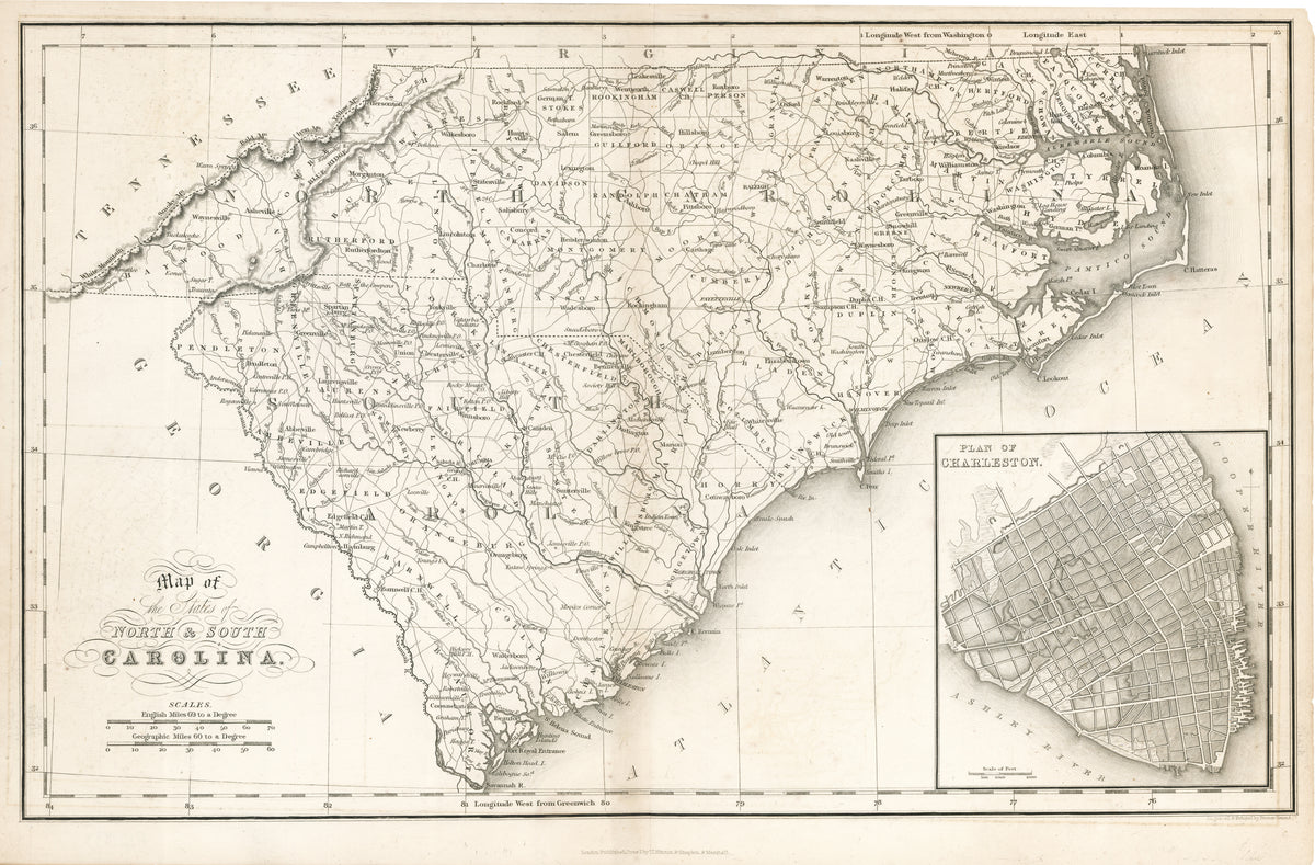 Antique Map: North and South Carolina by Hinton, Simpkin & Marshall ...