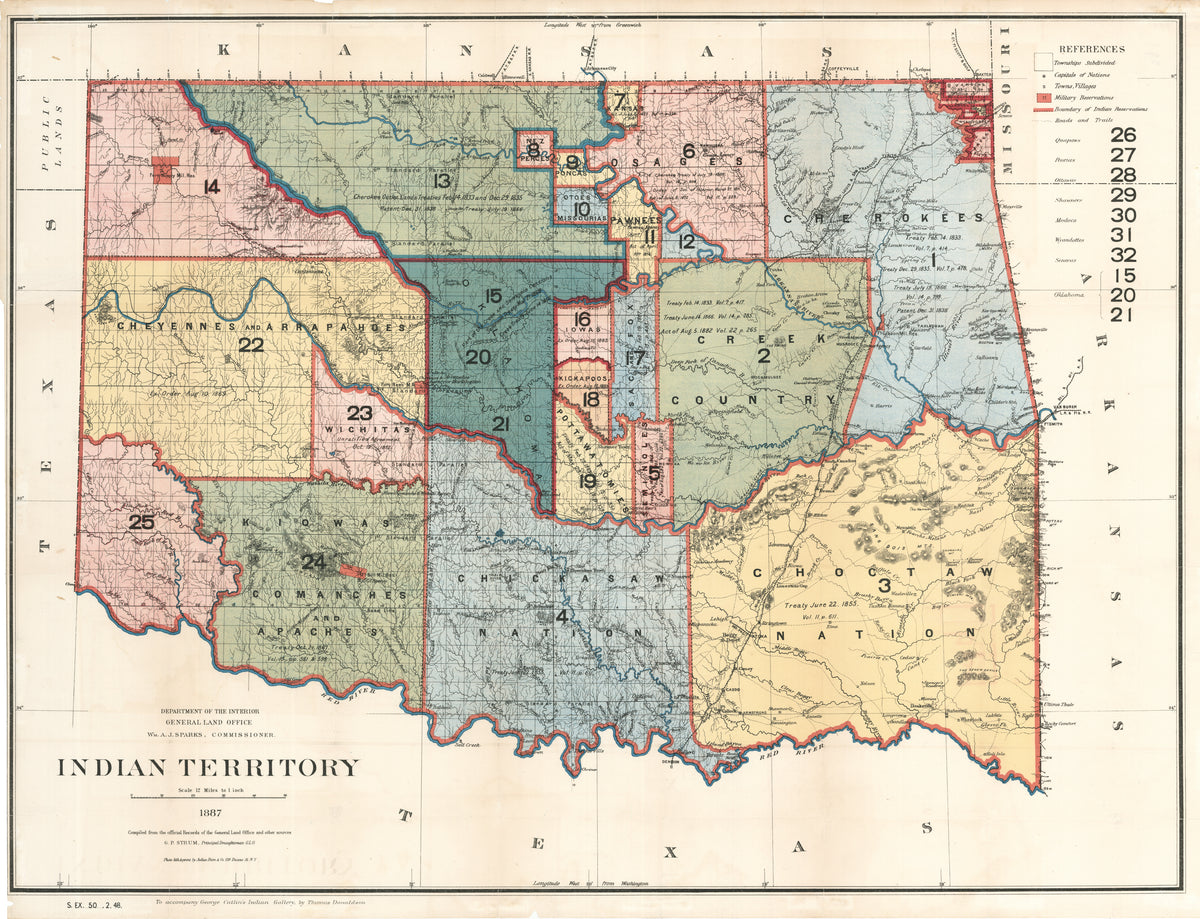 Antique Map of Indian Territory By: U.S. General Land Office, 1887 ...