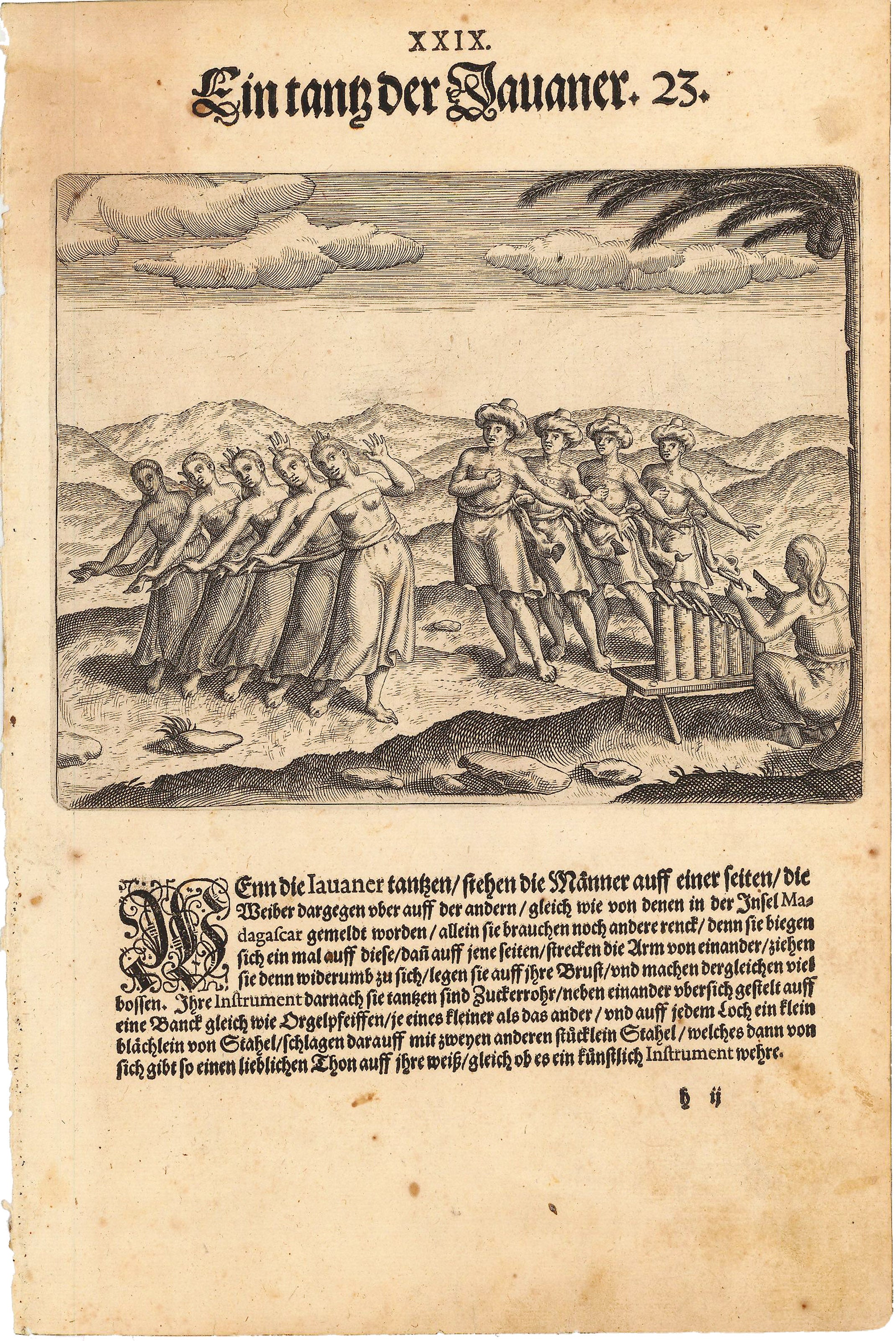 Antique Print of Native Javanese Ceremonial Dance - de Bry, 1599 – New ...