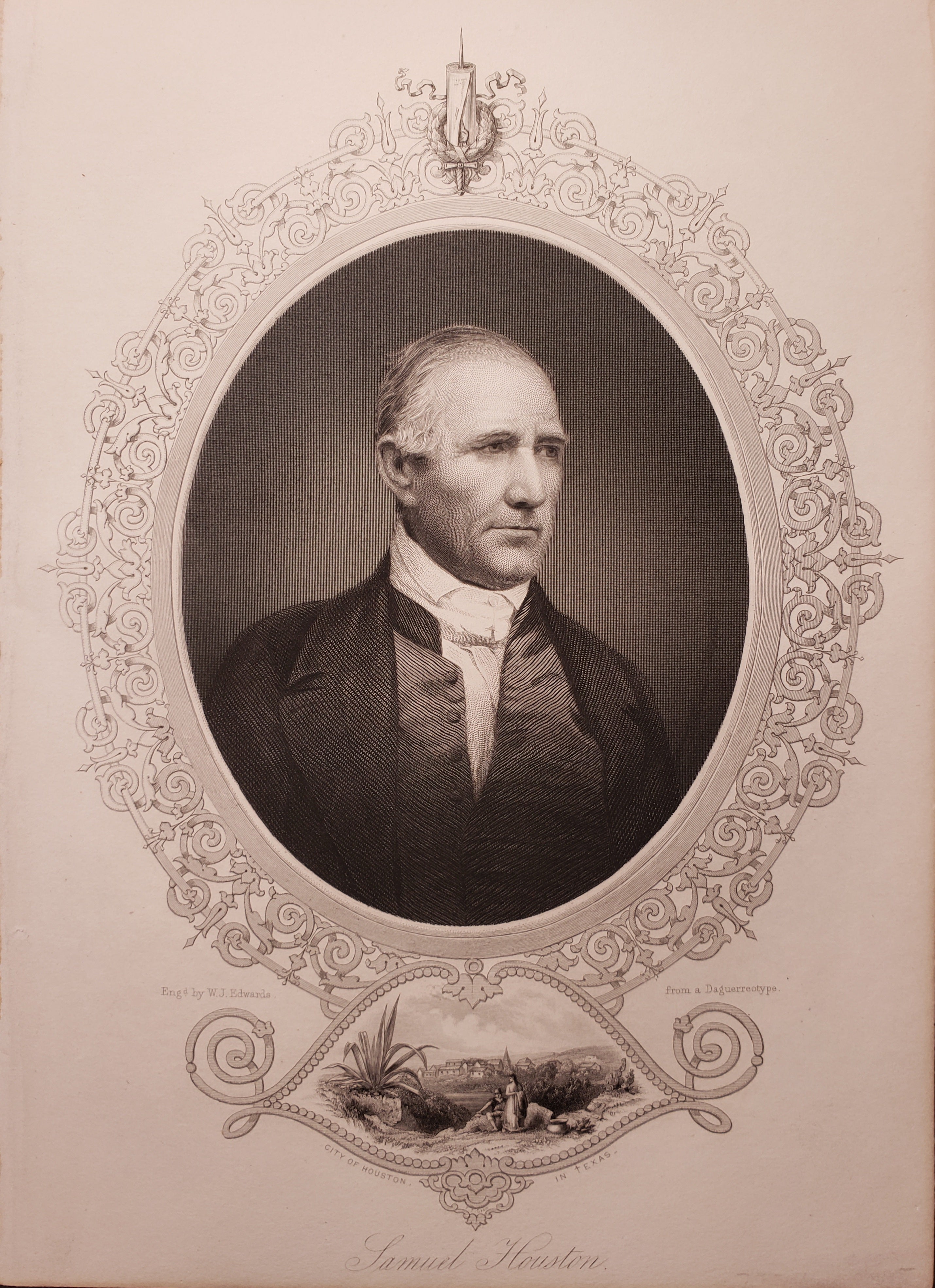 Portrait of Samuel Houston by: W.L. Edwards, 1856 – New World Cartographic
