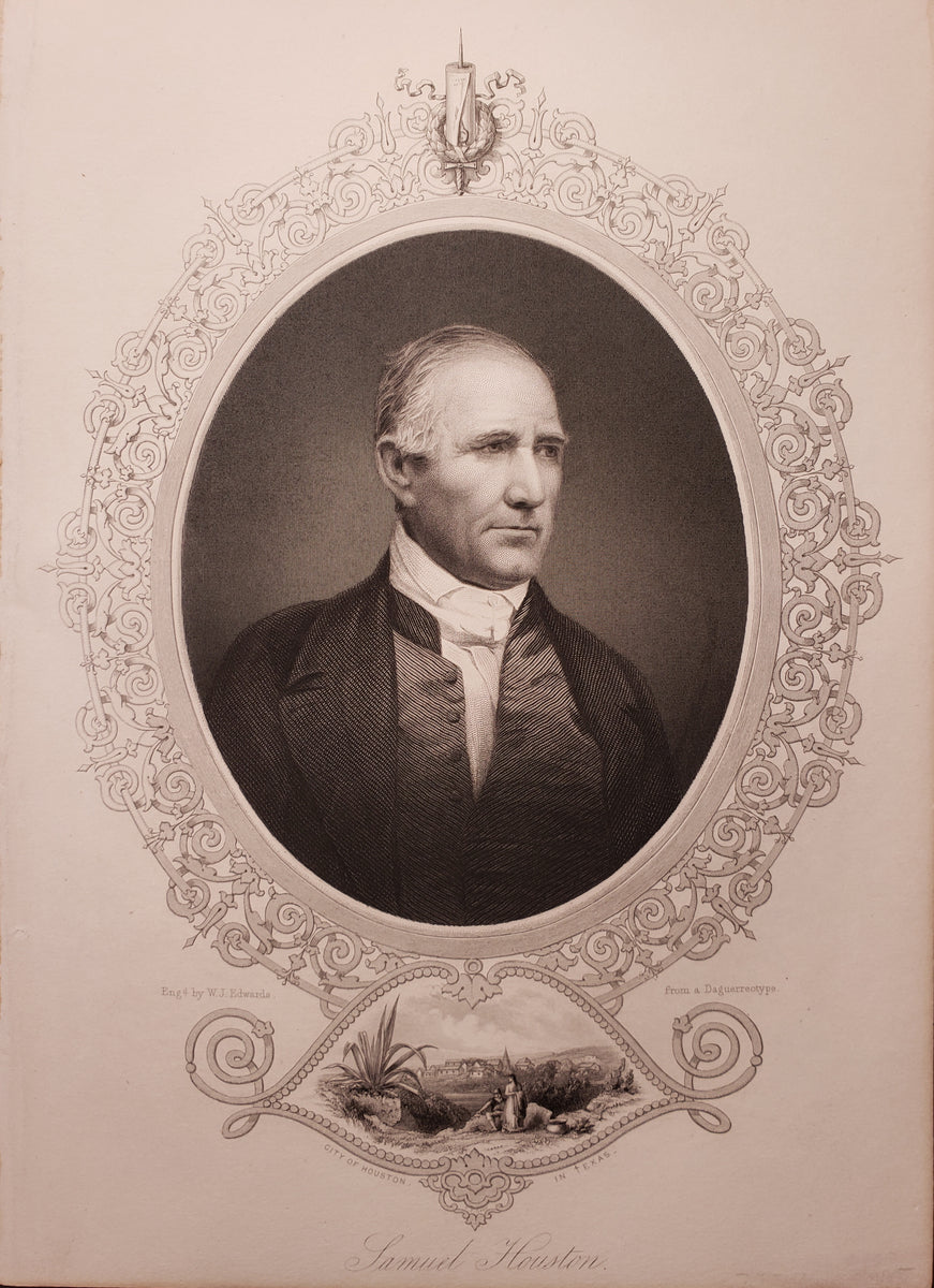 Portrait of Samuel Houston by: W.L. Edwards, 1856 – New World Cartographic