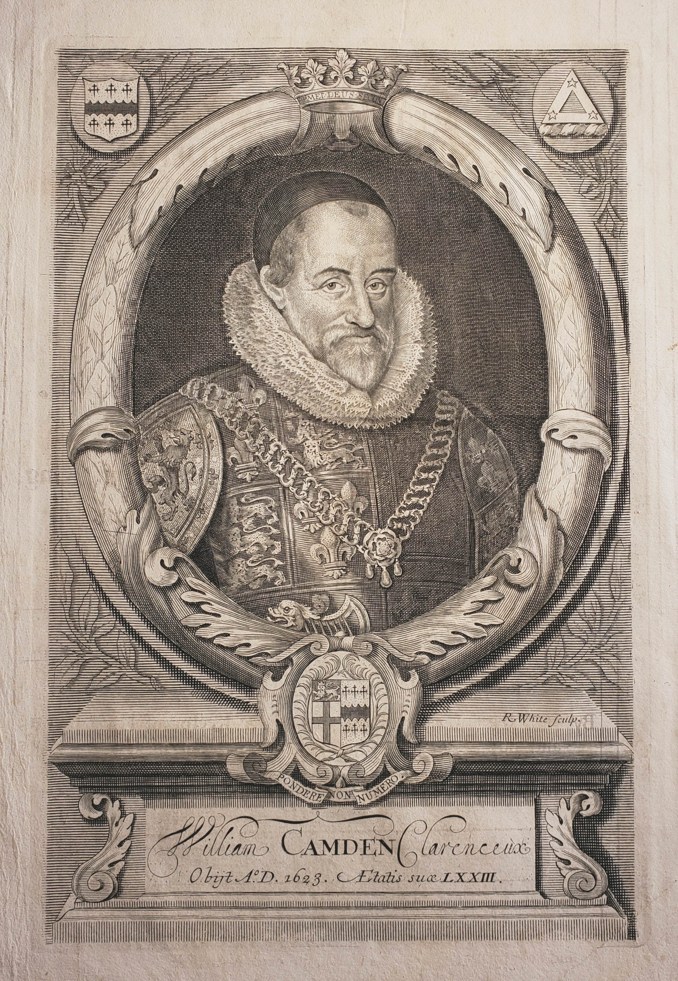 Antique print of William Camden by Robert White, 1722 – New World ...