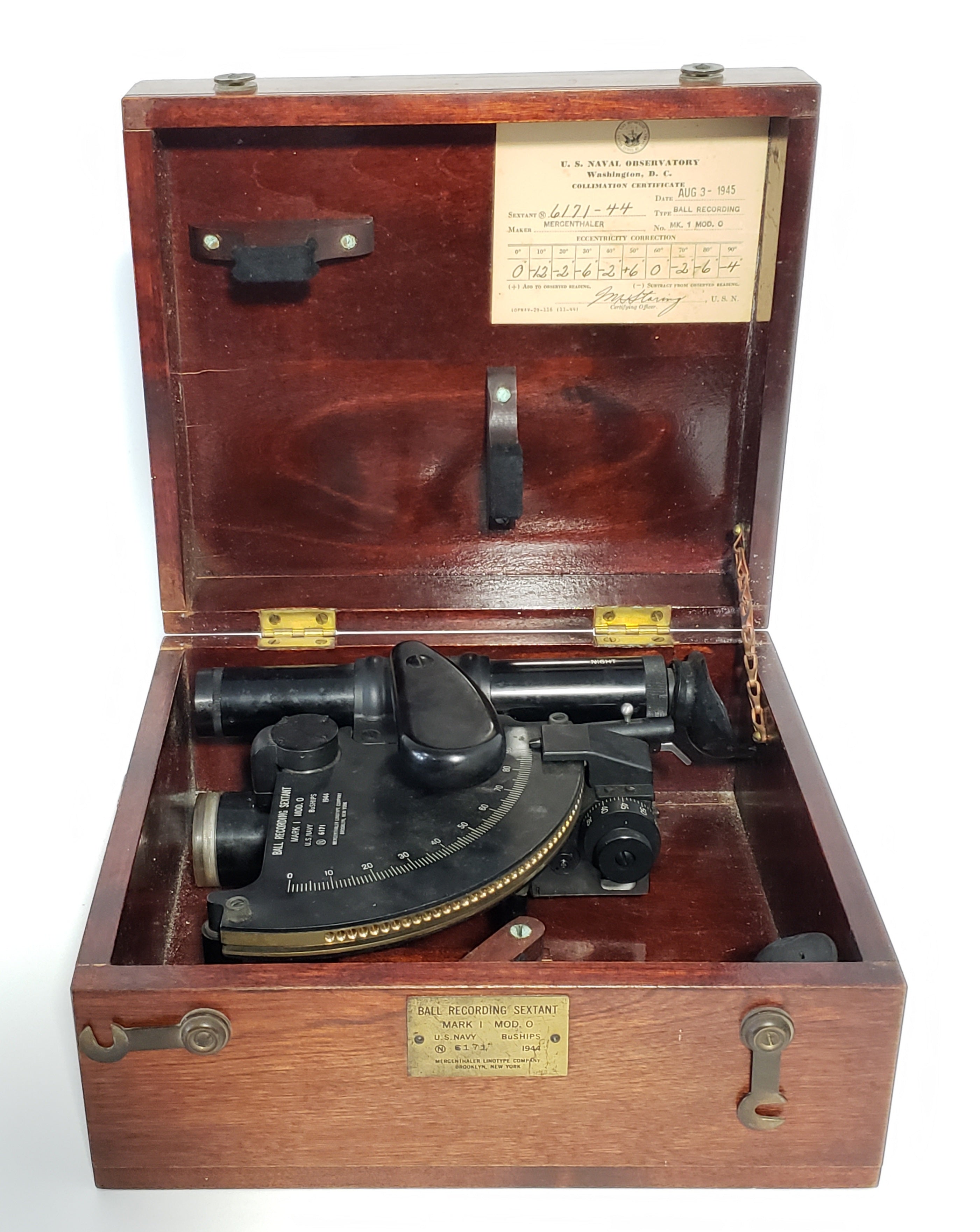 1944 Naval Recording Sextant: Ball Mark I Mod O w/ wood case. – New ...