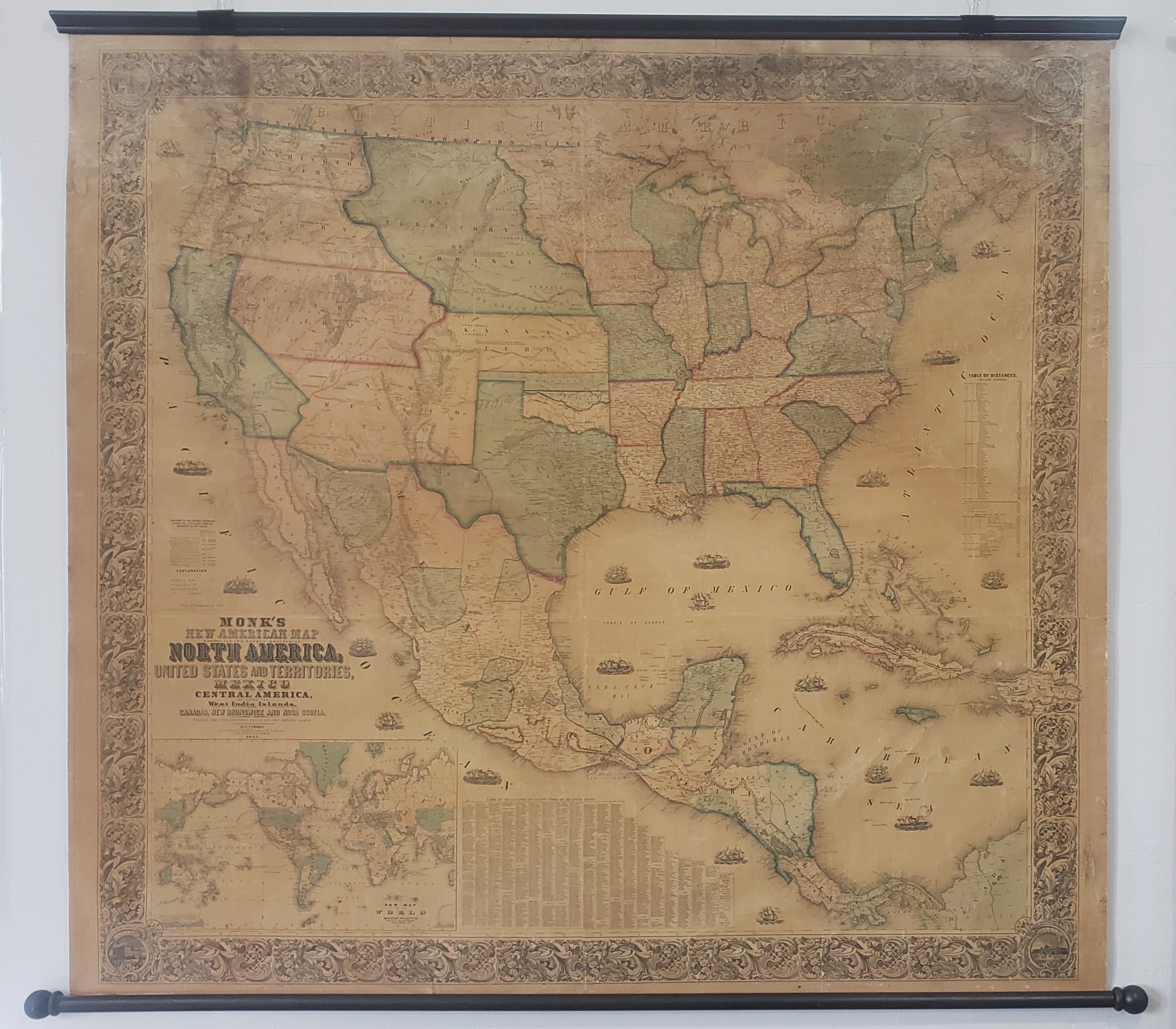 Antique Wall Map: Monk's New American Map by Jacob Monk 1855 – New ...