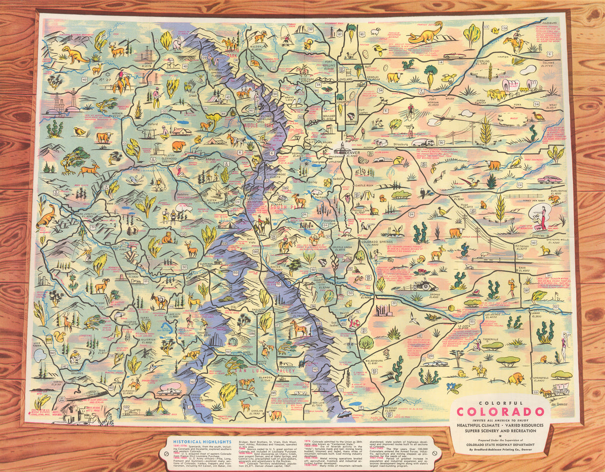 Folding Map Booklet of State of Colorado, Pictorial Map, Road Map ...