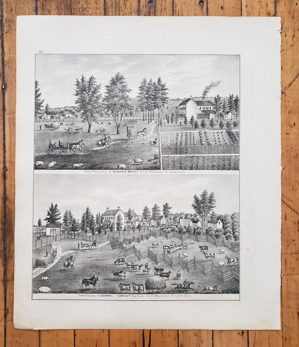 Antique Print of the Farm Residences of the Wrights, 1873 – New World ...