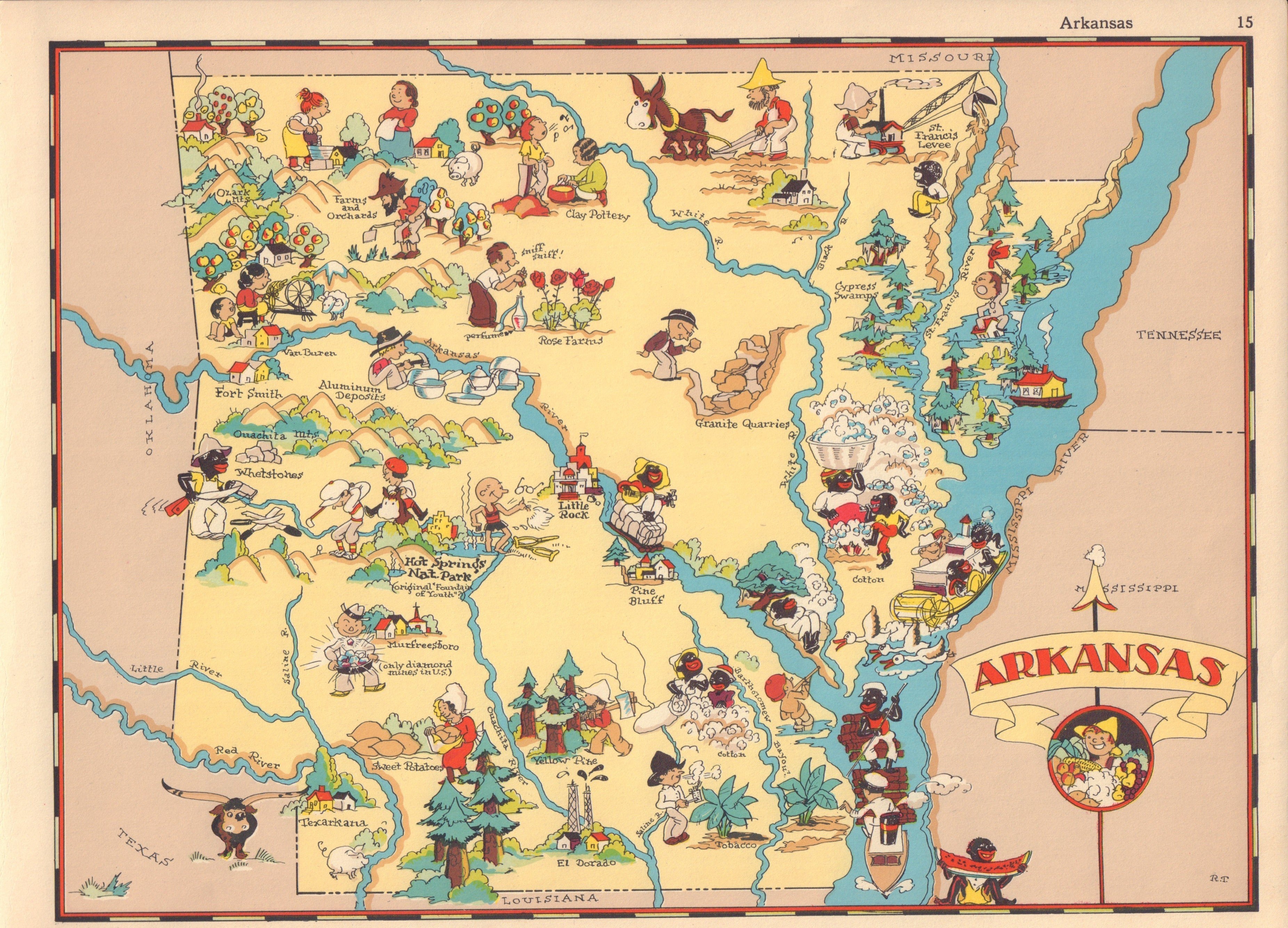 Pictorial Map by Ruth Taylor White of Arkansas, 1935 – New World ...