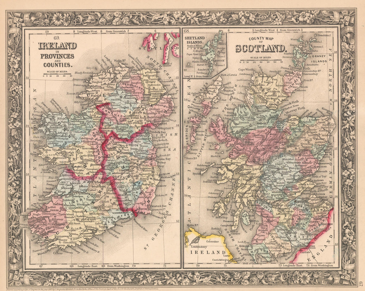 Map of Ireland and Scotland by: Mitchell, 1860 – New World Cartographic