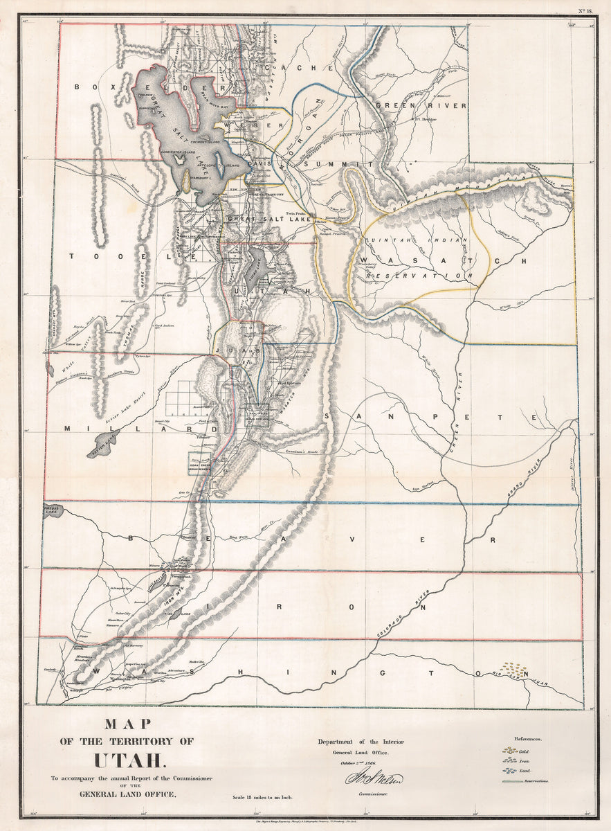 1866 Map of the Territory of Utah – New World Cartographic