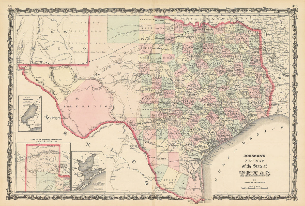 1862 Johnson's New Map of the State of Texas – New World Cartographic