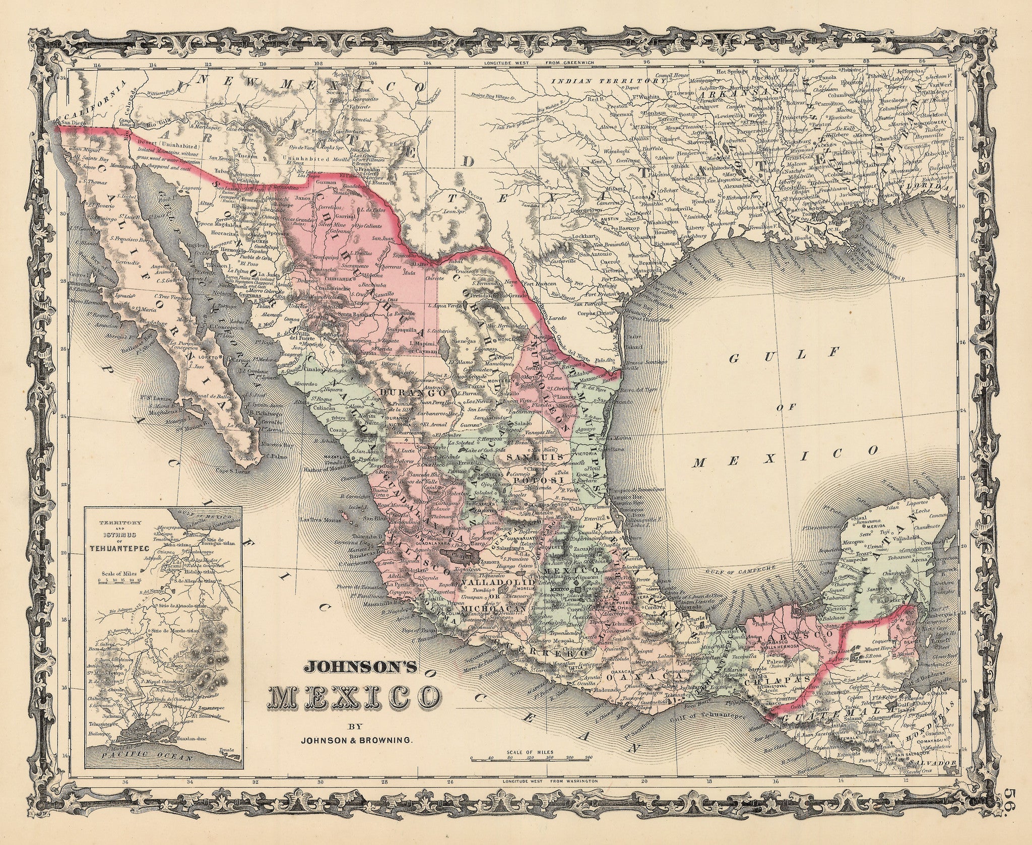 1862 Johnson's Mexico – New World Cartographic