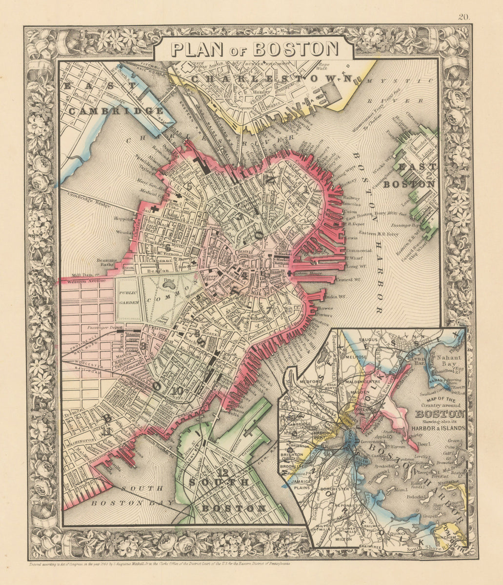 Antique Map of Boston By: Mitchell 1860 : nwcartographic.com – New ...