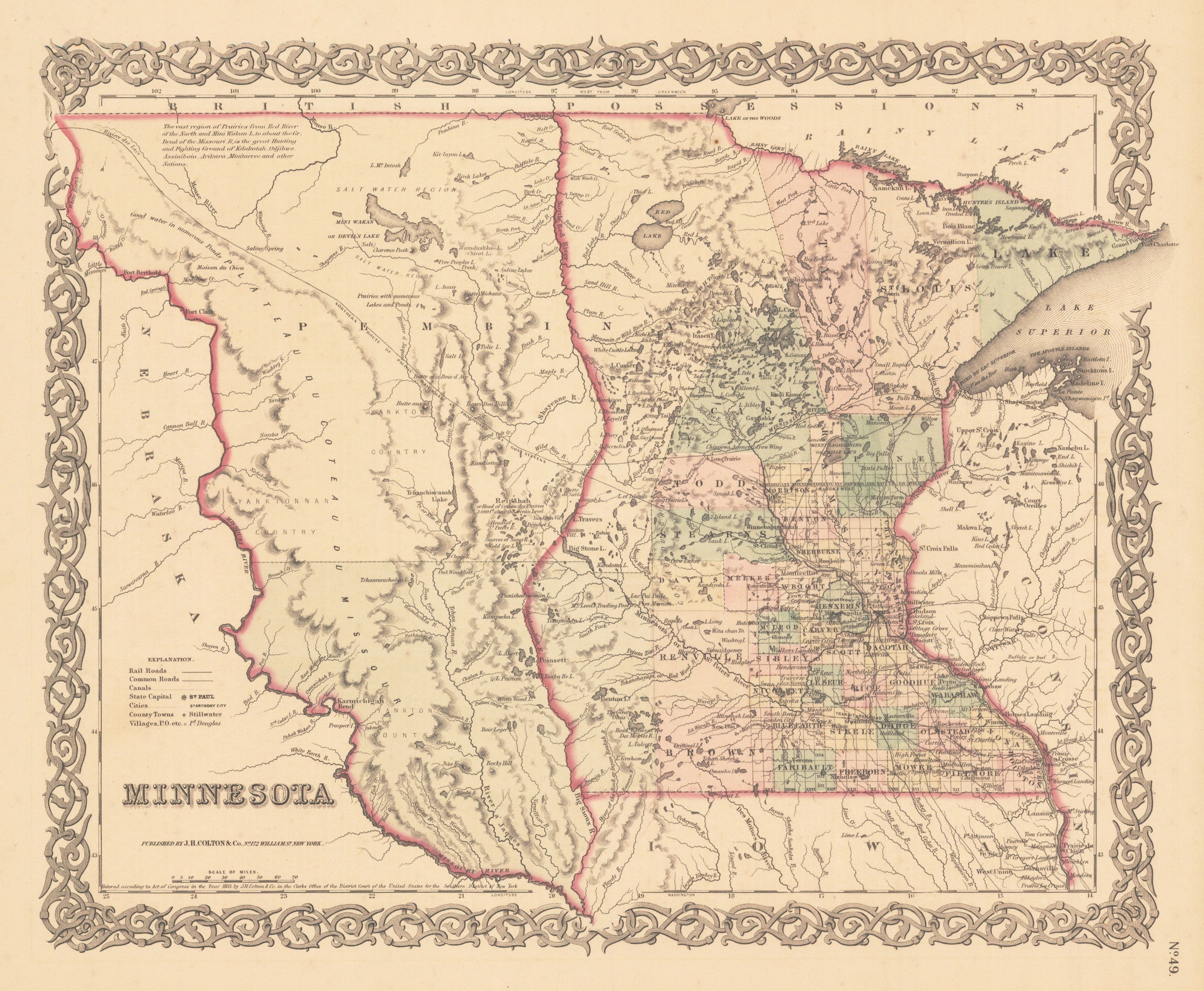 Antique Map of Minnesota : nwcartographic.com – New World Cartographic