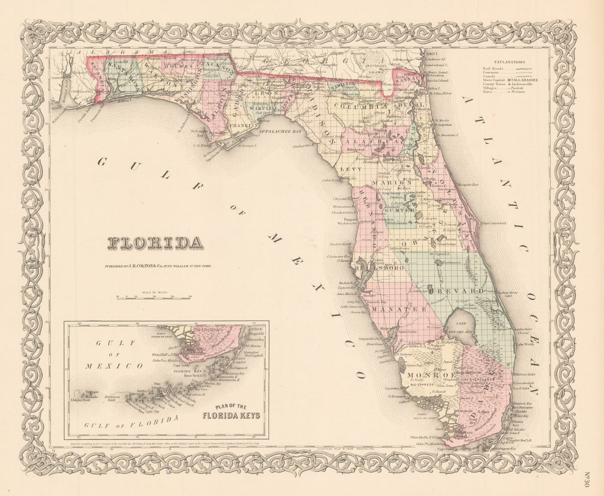 Antique Map of Florida : nwcartographic.com – New World Cartographic